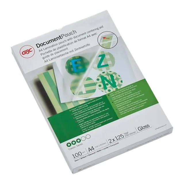 GBC A4 Laminating Pouches Gloss 250 Micron - Box 100
