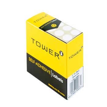 Tower White Roll Label 13mm Dia. 1100s