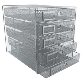 SDS Wire Mesh Filing System 5 Drawer Silver