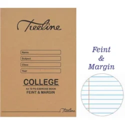Treeline A4 College Exercise Book Feint & Margin 72 Page - Penfile ...