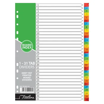Treeline A4 Index Divider Board Colour 1-31 Printed