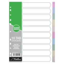 Treeline A4 Index Divider Board Pastel Colour 10 Tab - Penfile.co.za