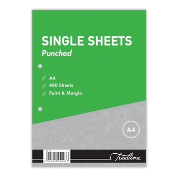 Treeline Single Sheet A4 Paper Ruled Punched 480 Sheets