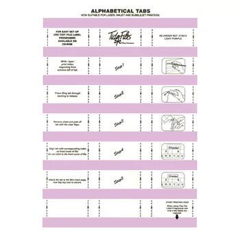 Tidy Files Alphabetical Laser Labels 55mm Light Purple - Pack 5
