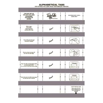 Tidy Files Alphabetical Laser Labels 55mm Dark Grey - Pack 5