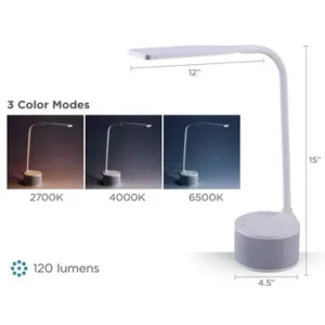 Black & Decker VLED1817 Pureoptics LED Desk Lamp 3 Modes With Bluetooth ...
