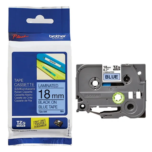 Brother TZe-541 Laminated Tape Black on Blue 18mm