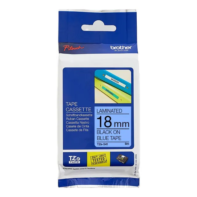 Brother TZe-541 Laminated Tape Black on Blue 18mm