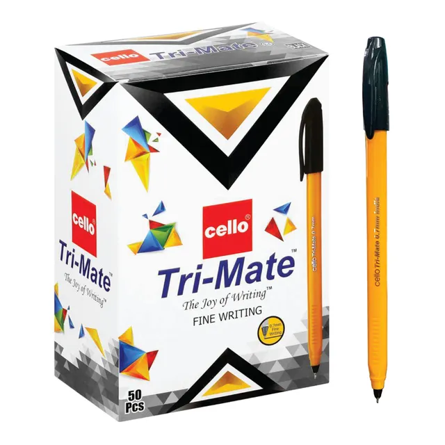 Bic Cello Tri-Mate Ballpoint Pen Fine 0.7mm Black - Box 50