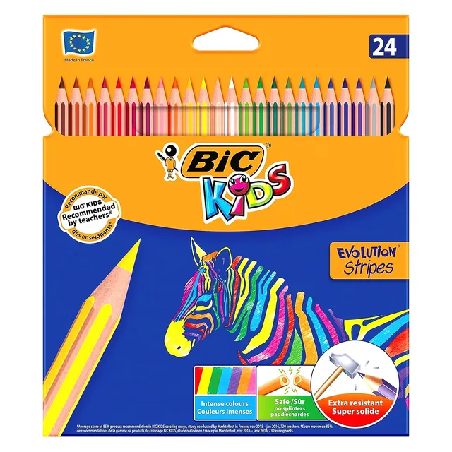 Bic Evolution Stripes Colour Pencil Crayons Wallet 24