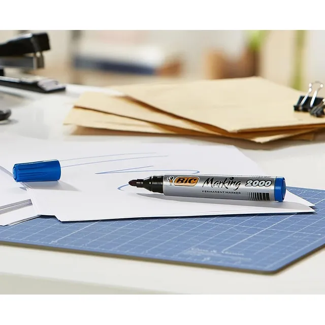 Bic Marking 2000 Permanent Marker Bullet Point Blue - Box 12