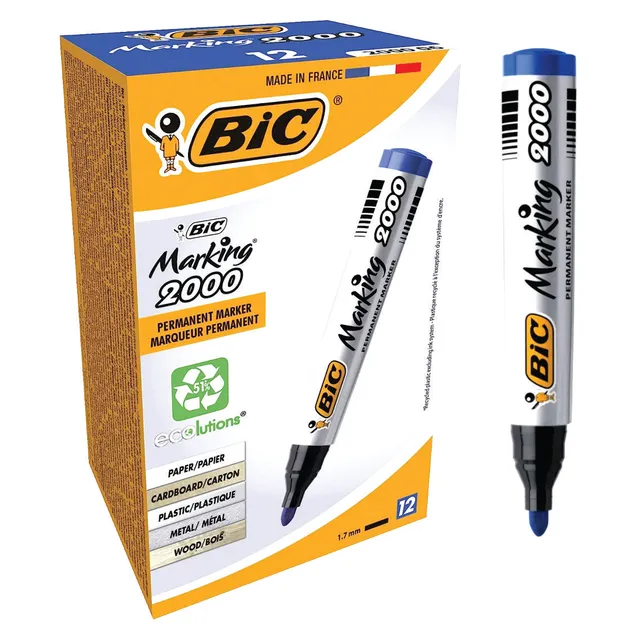 Bic Marking 2000 Permanent Marker Bullet Point Blue - Box 12