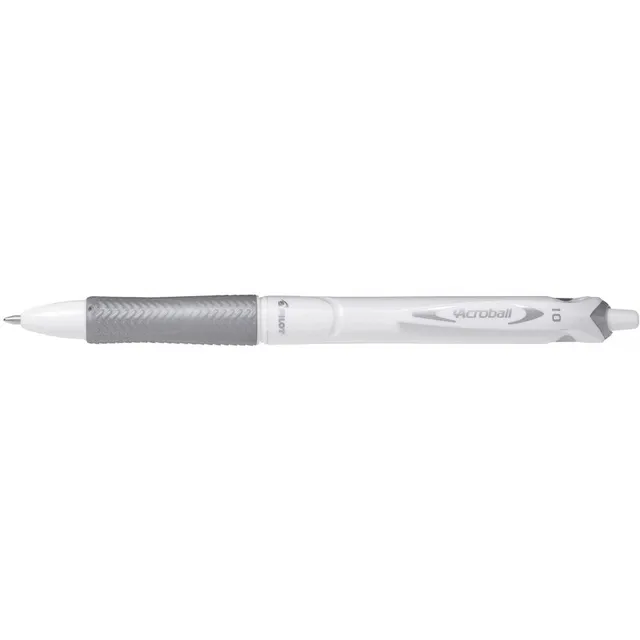 Pilot Acroball Pure White Retractable Ballpoint Pen Medium 1.0mm - Black
