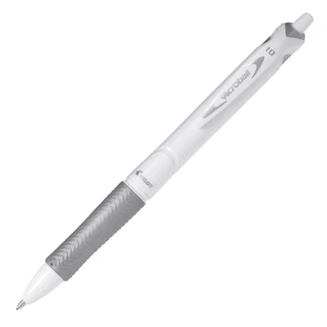 Pilot Acroball Pure White Retractable Ballpoint Pen Medium 1.0mm - Black