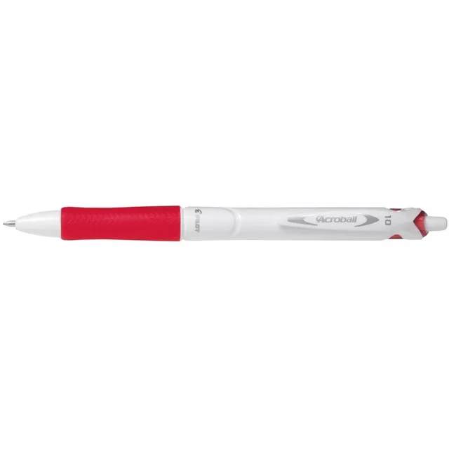 Pilot Acroball Pure White Retractable Ballpoint Pen Medium 1.0mm - Red