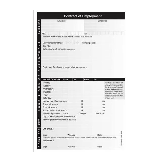RBE A5 Duplicate Employment Contract & 48 Payslip Book