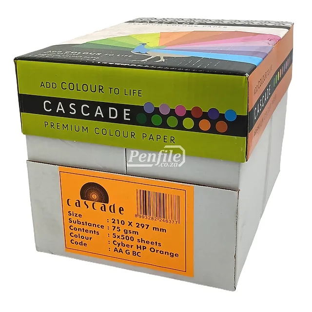Cascade A4 Colour Paper 75gsm Ream 500 Sheets - Cyber HP Orange