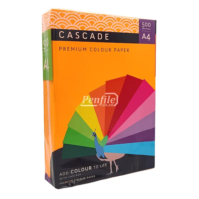 Cascade A4 Colour Paper 75gsm Ream 500 Sheets - Cyber HP Orange