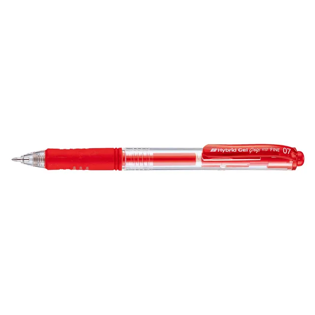 Pentel K157 Hybrid Retractable Gel Grip Pen 0.7mm - Red