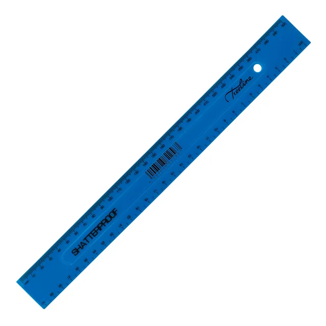Treeline Shatterproof Ruler 30cm - Blue