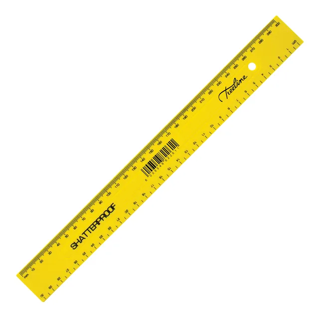 Treeline Shatterproof Ruler 30cm - Yellow
