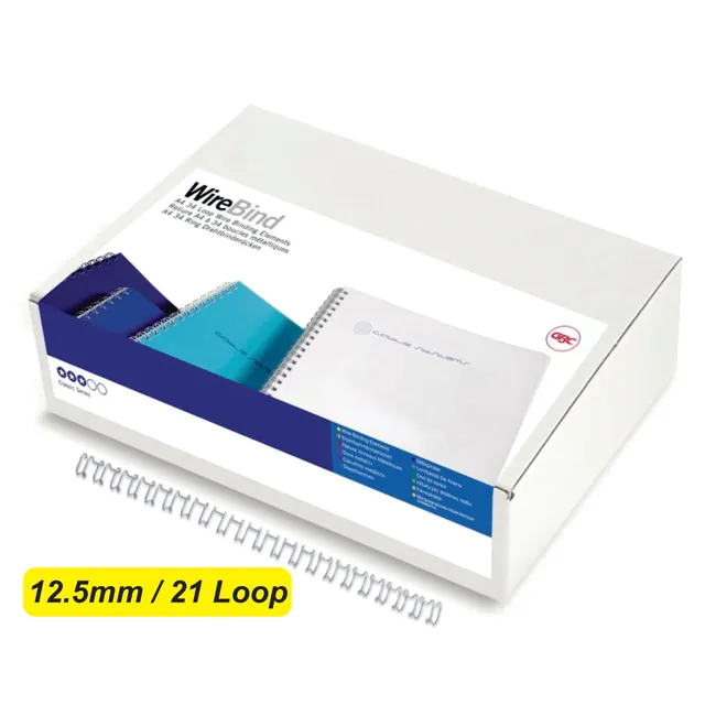 GBC WireBind 21 Loop A4 Wire Binding Elements 12.5mm Box 100 - Silver