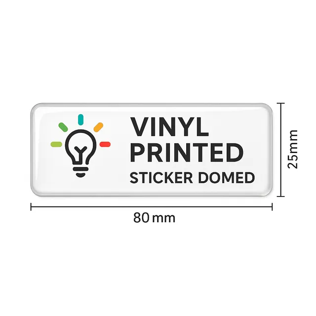 Vinyl Printed Sticker Domed - 80 x 25mm