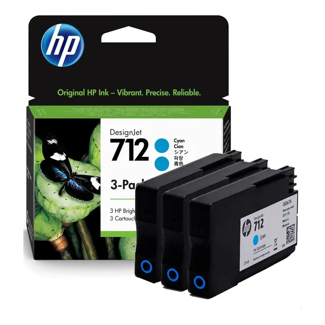 HP 712 Ink Cartridge 29ml Pack 3 - Cyan