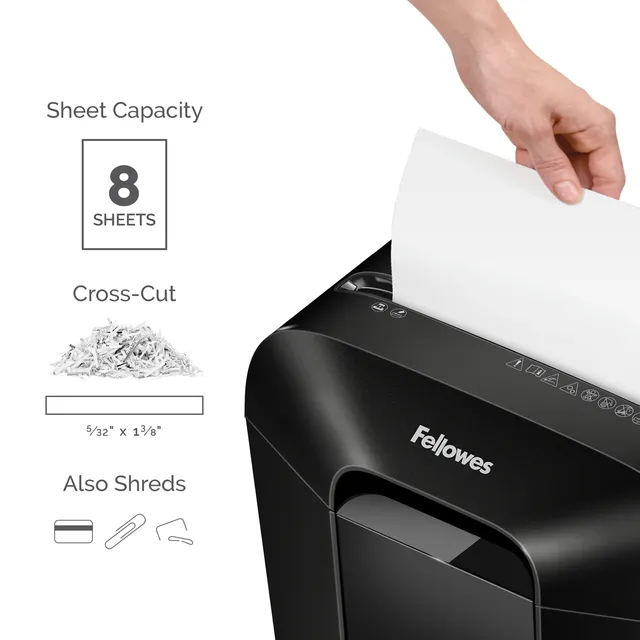 Fellowes Powershred LX45 Cross Cut P4 Paper Shredder - 8 Sheet